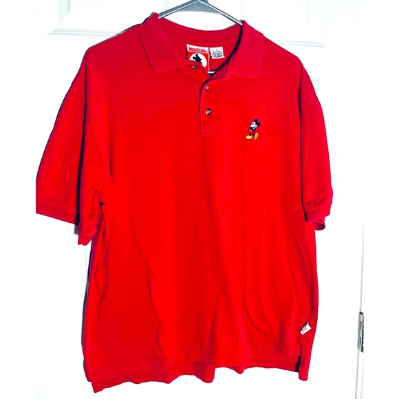 Disney | Shirts | Vintage Disney Mickey Mouse Polo Shirt Red ...
